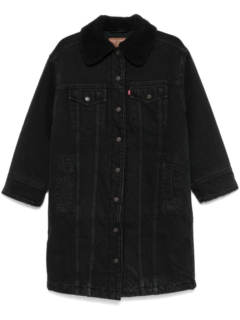 Levi long denim jacket store