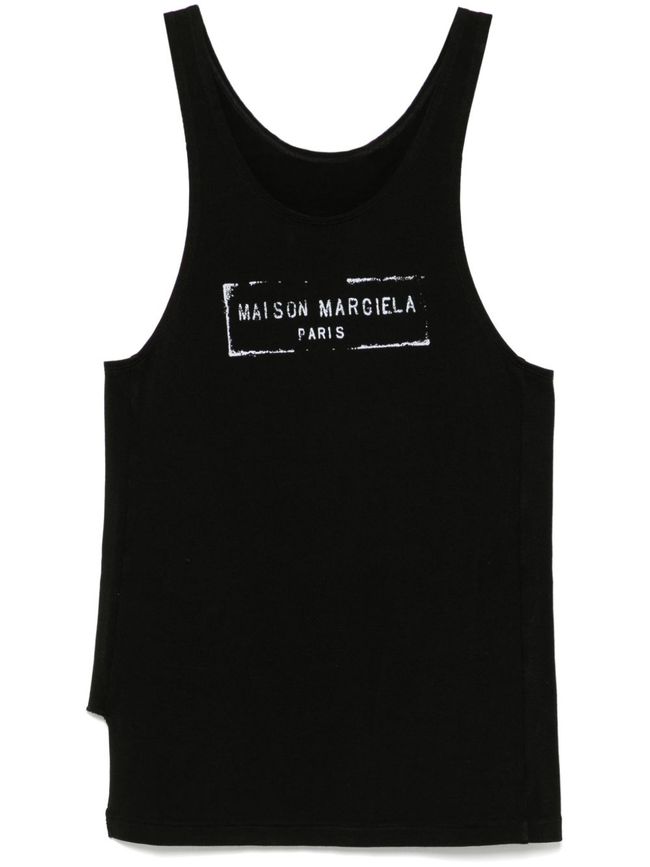 Black flared top with white front logo